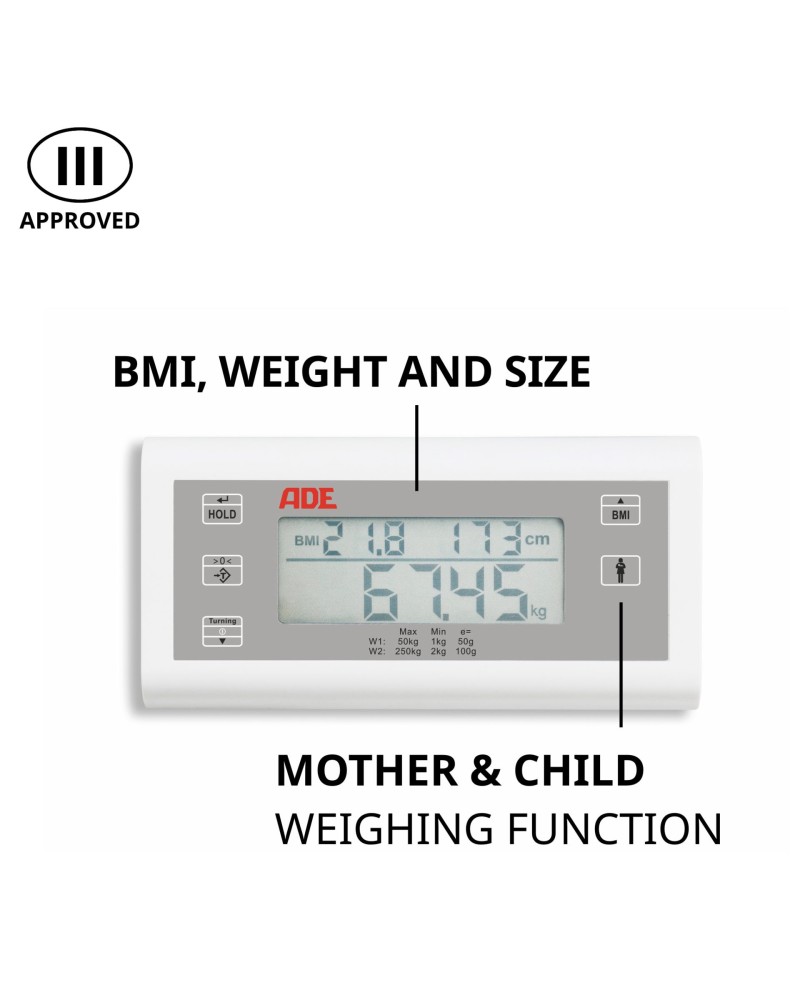 Approved column scale ADE M320000-01T with height measuring rod